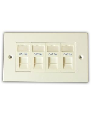 4 Way Quad LAN RJ45 Data Gigabit Ethernet Network Faceplate & Cat 5e ...