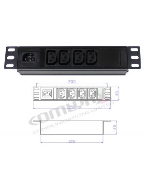 10" 6 Way IEC Detachable Power Distribution Box - Data Cabinets Direct
