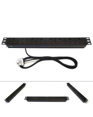 19" 8 Way Power Distribution Unit Strip Horizontal UK PDU Data Lan ...