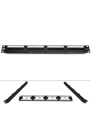 19” Cat 5e 24 Port RJ45 Patch Panel UTP Ethernet Network Data Rack ...
